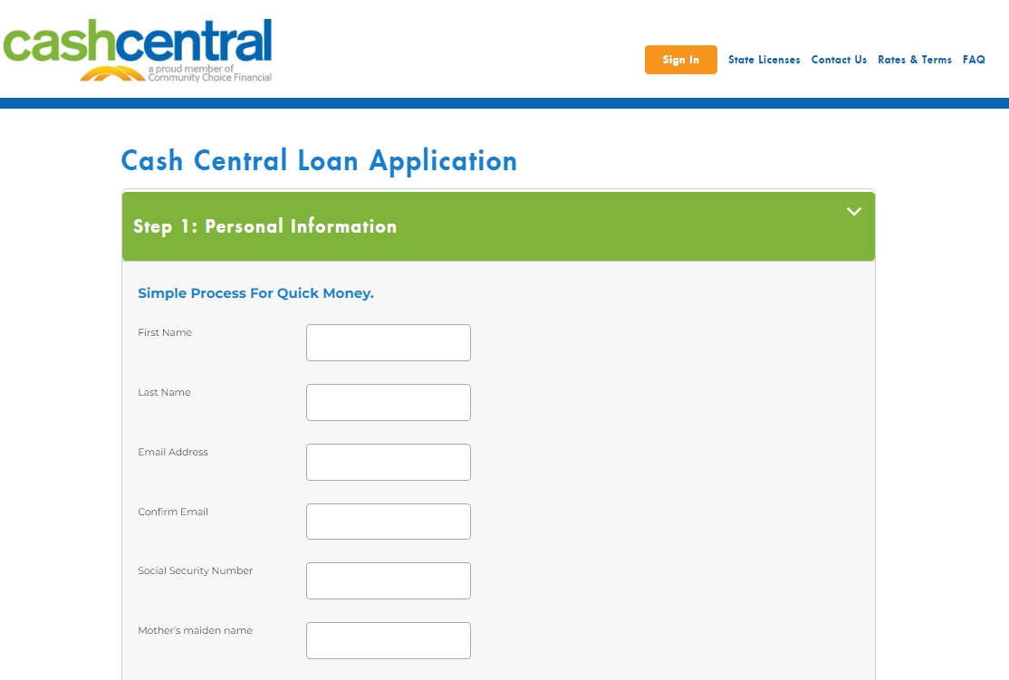 How To Apply For a Cash Central Loan Online