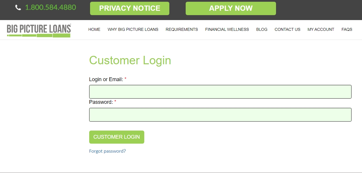 Personal account at Big Picture Loans: apply for an online loan, step ...