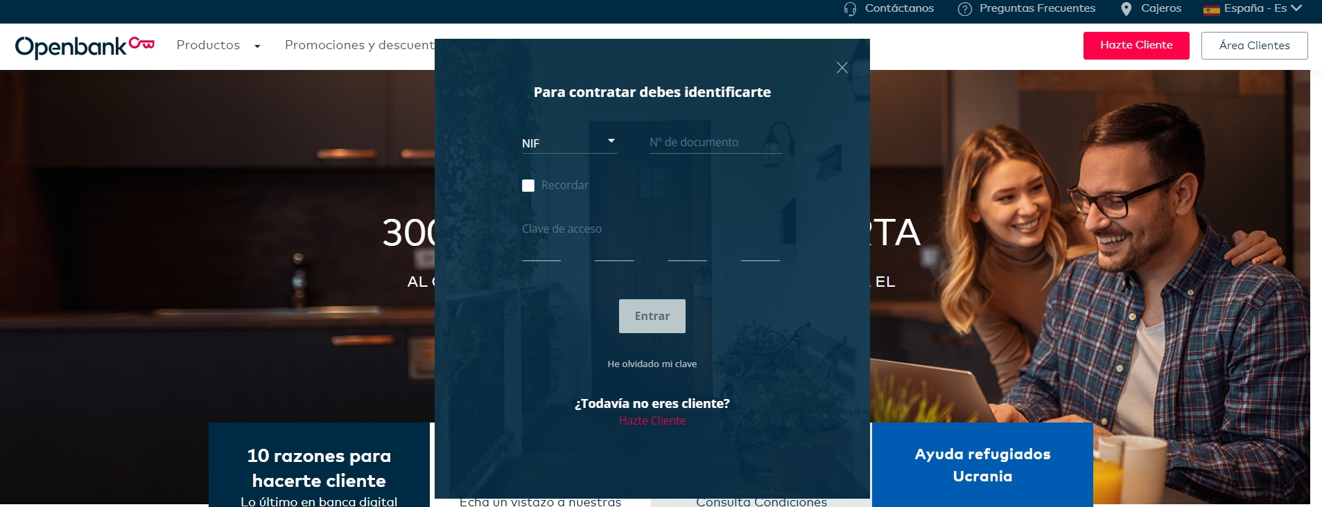 Cuenta personal en el sitio web de OPENBANK: formalizamos un crédito y ...