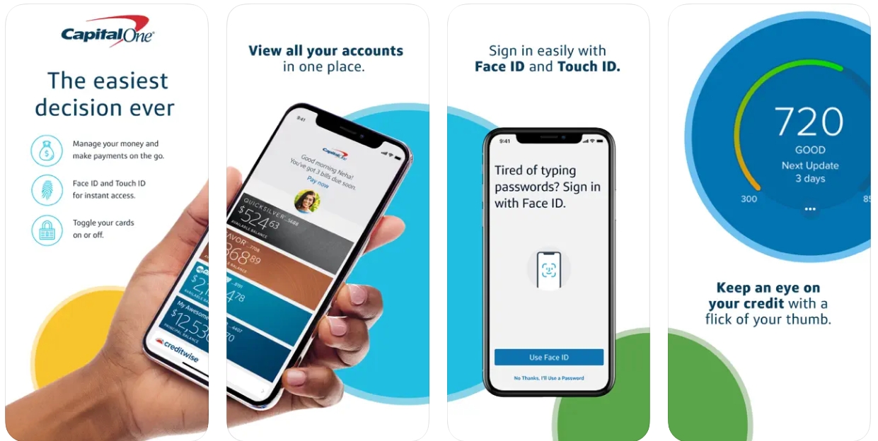 Capital One mobile application: download for free in AppStore®, Google Play®, or AppGallery®