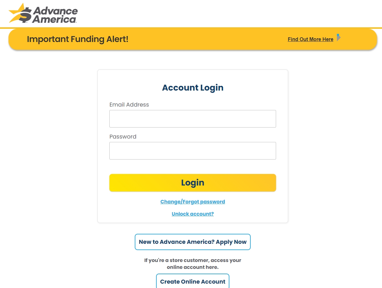 Personal account at Advance America: apply for an online loan, step-by ...