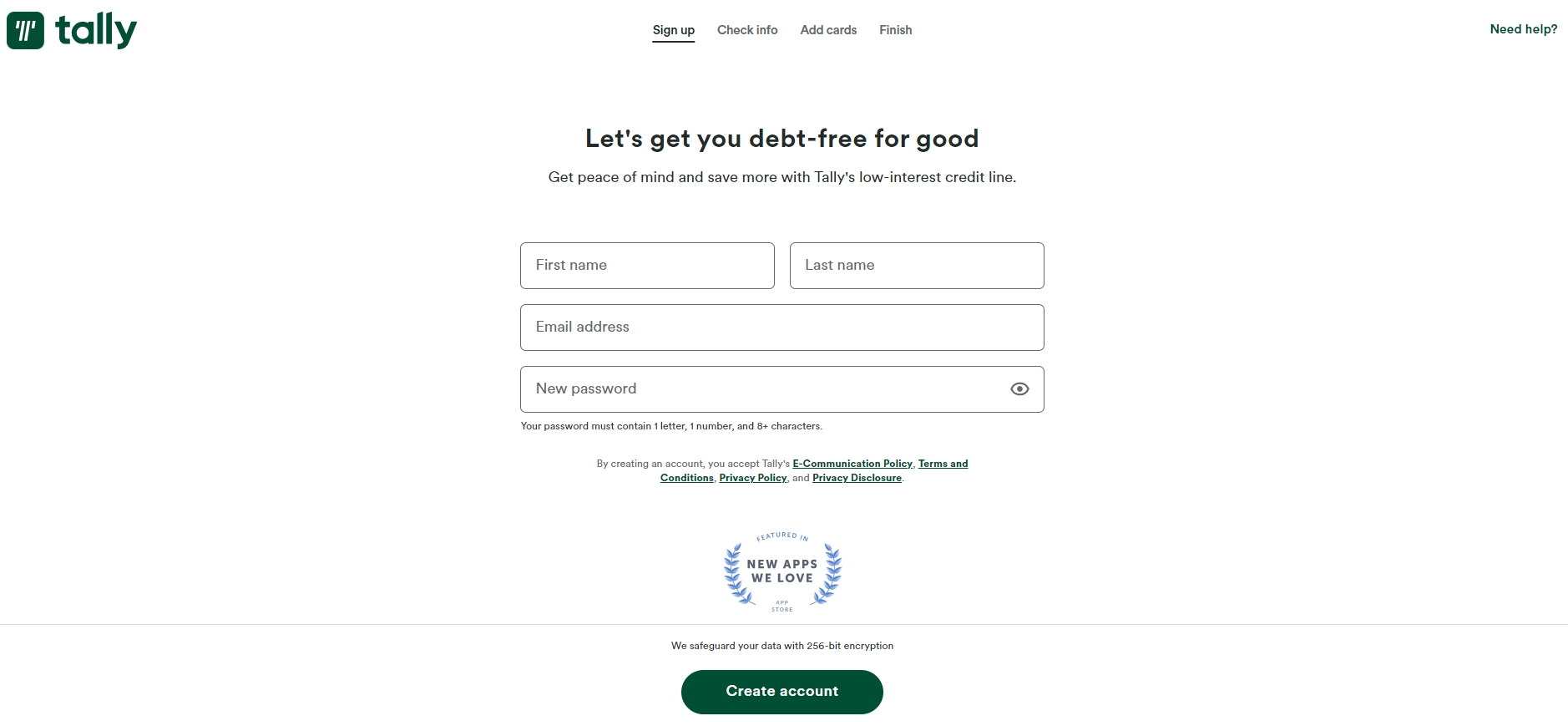 Apply to Tally: how to apply for a loan online or to a bank account
