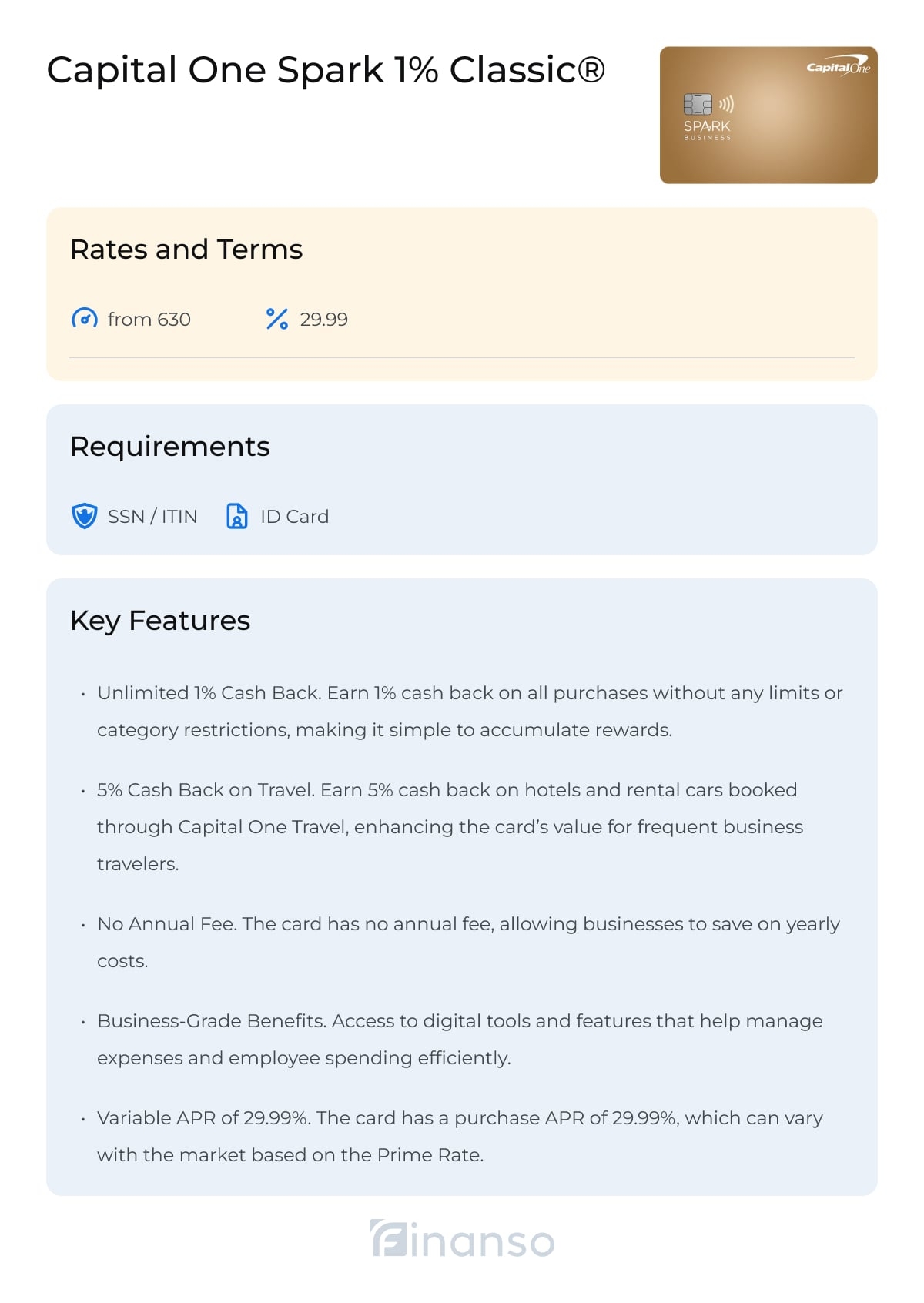 Capital One Spark 1% Classic® Review 2025